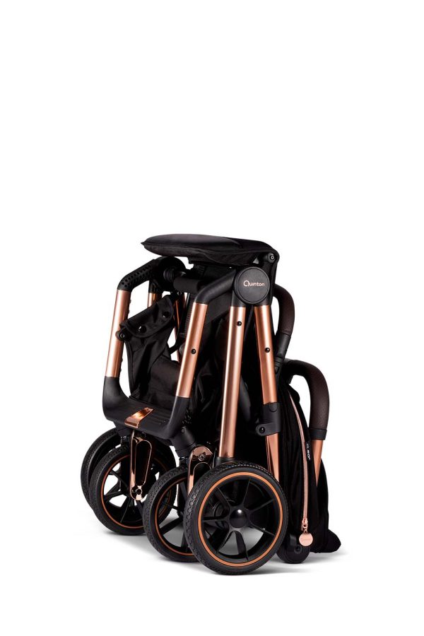 S. Quinton Baby ROXY Auto-Folding Stroller – Gold Black - Baby Boat Trading